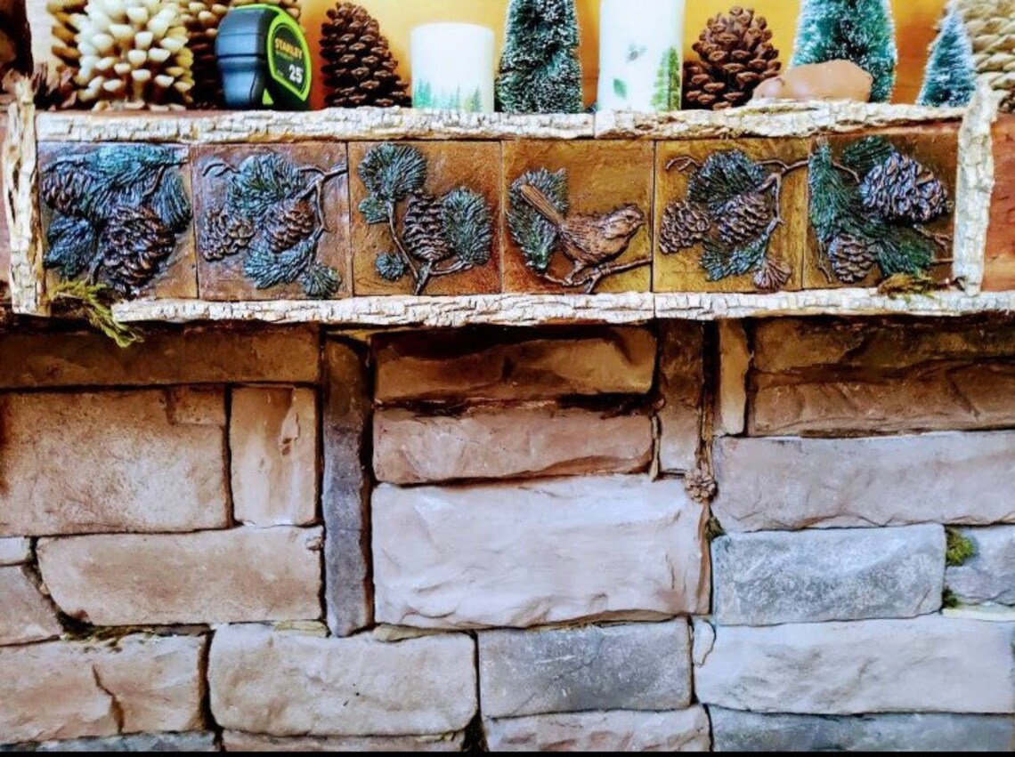 Pine Cone Tile Mosaic 8x16 Backsplash Hand Poured With Real - Etsy