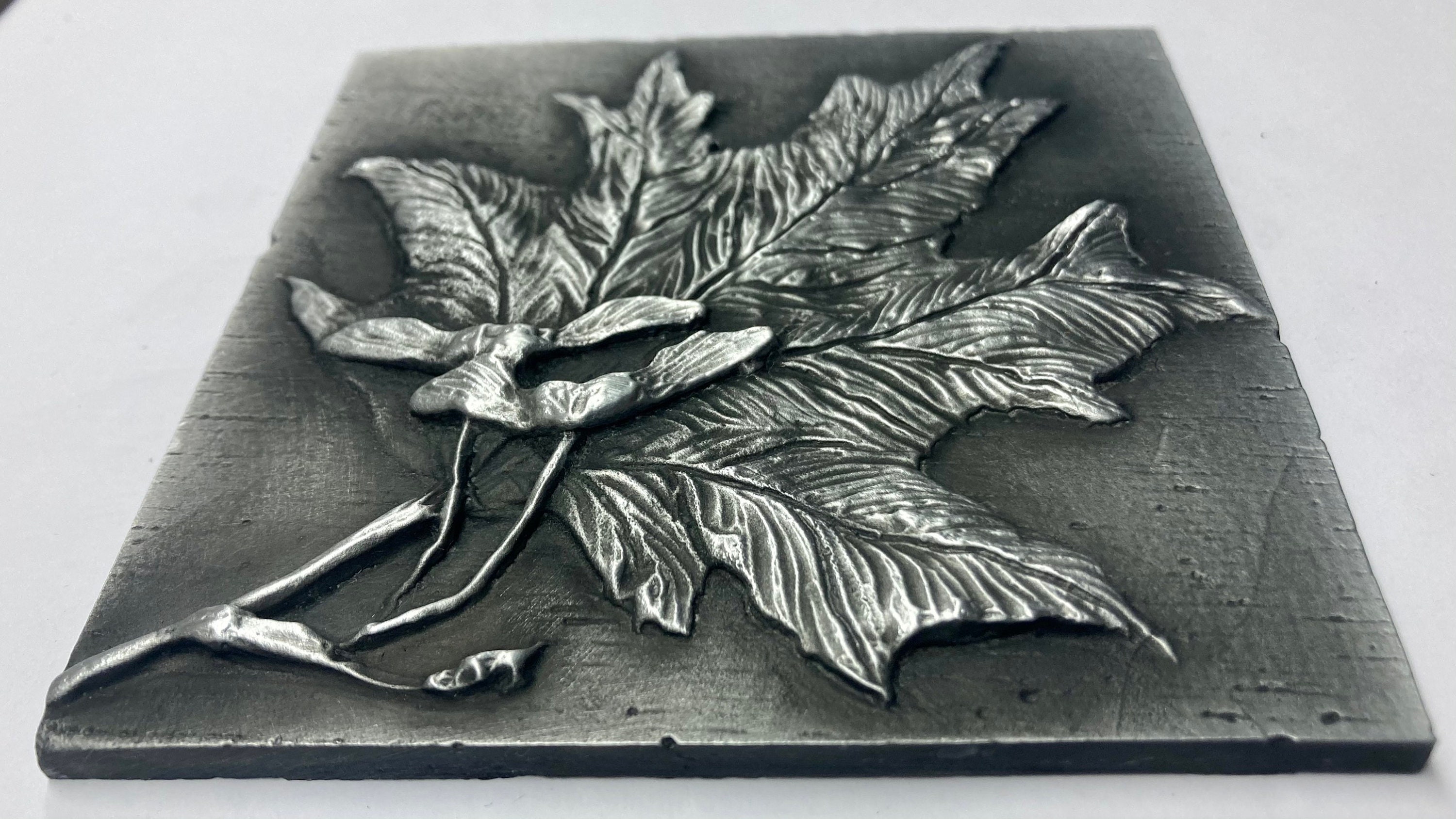 Maple Leaf Tile 4x4 Inches Hand Poured With Real Pewter - Etsy
