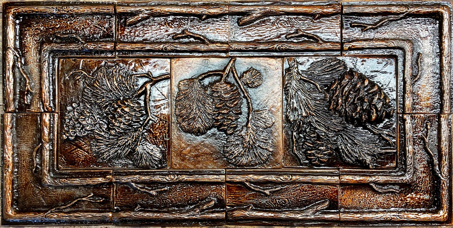 Pine Cone Tile Mosaic 8x16 Backsplash Hand Poured With Real - Etsy