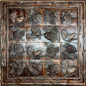 Pine Cone Tile Mosaic 20x20” Backsplas Hand Poured With Real Pewter ...