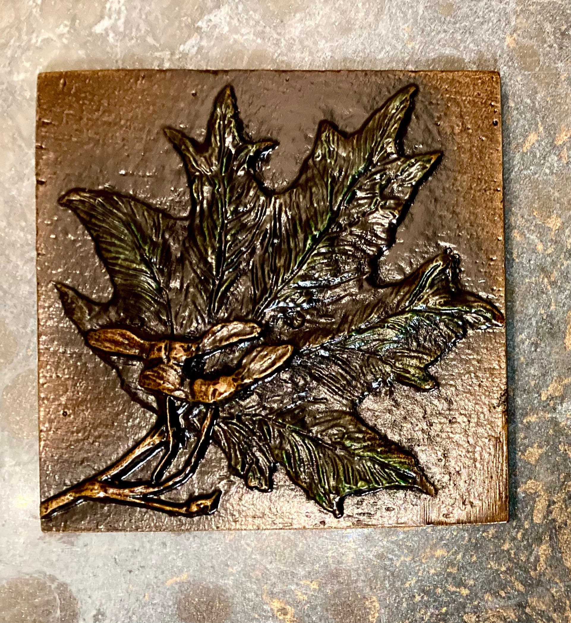 Maple Leaf Tile 4x4 Inches Hand Poured With Real Pewter - Etsy