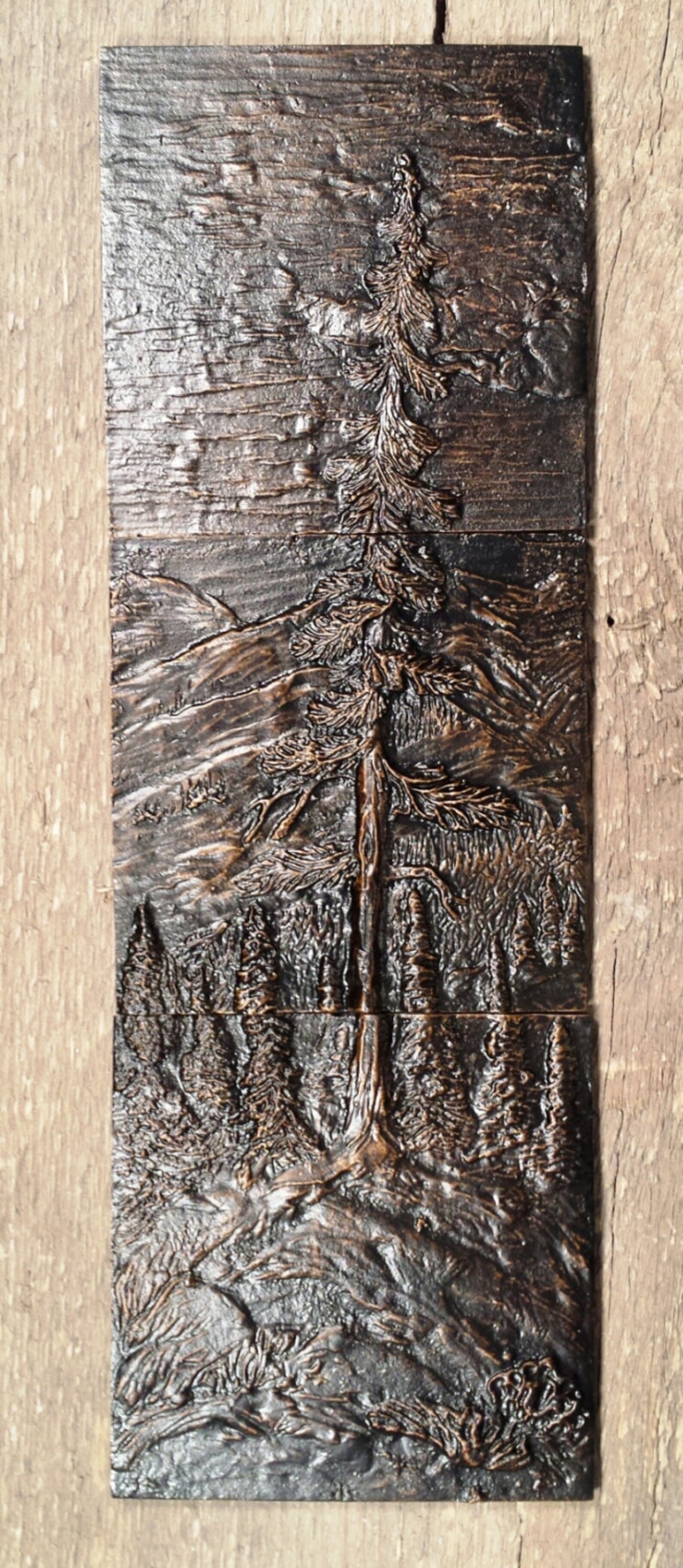 Real Metal Pine Tree Tile Set 4x12 Inches Hand Poured in - Etsy