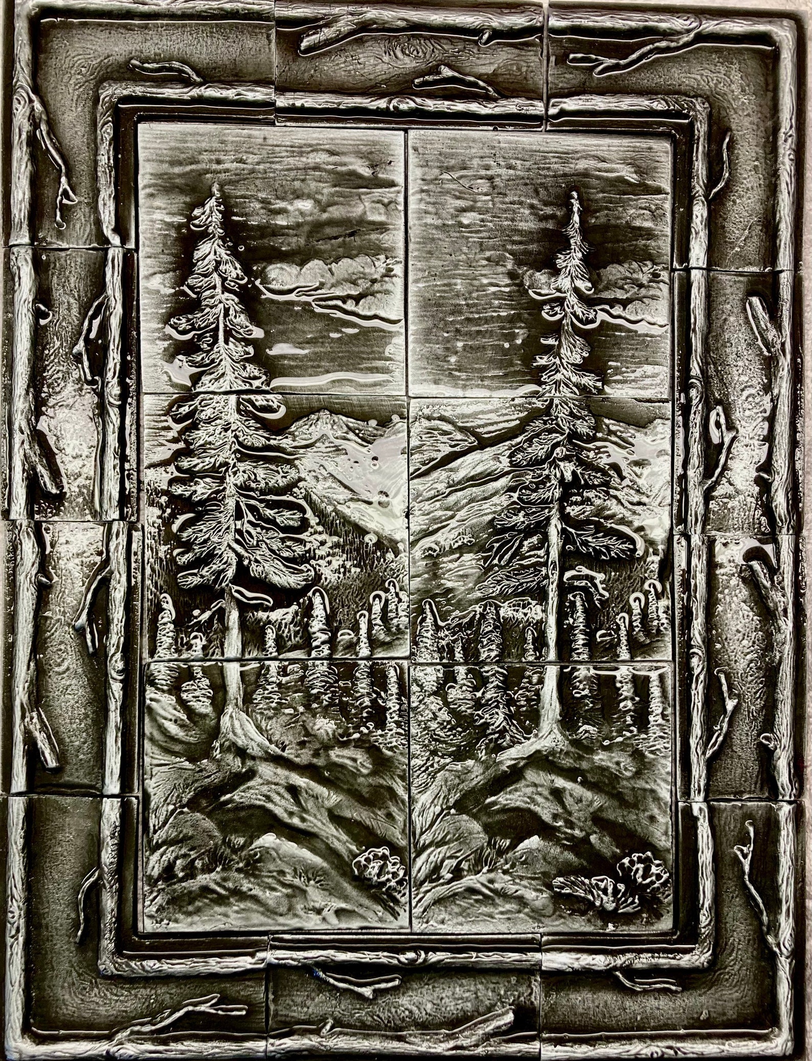 Real Metal Pine Tree Tile Set 4x12 Inches Hand Poured in - Etsy