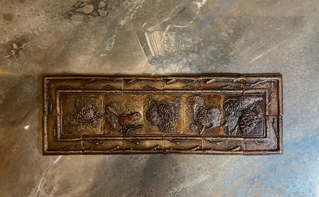 Pine Cone Tile Mosaic 8x24” Backsplash Hand Cast Metal in Montana. You ...