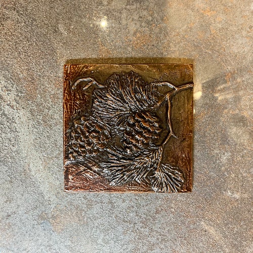 Real Metal Pine Tree Tile Set 4x12 Inches Hand Poured in - Etsy