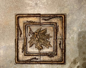 Maple Leaf Tile 4x4 Inches Hand Poured With Real Pewter - Etsy