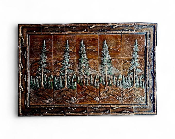 16x24” Backsplash Pinecone Tree Tile Total Size. Hand Cast With Real ...