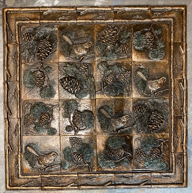 Pine Cone Tile Mosaic 20x20 Backsplas Hand Poured With Real - Etsy
