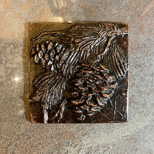 Real Metal Pine Tree Tile Set 4x12 Inches Hand Poured in - Etsy