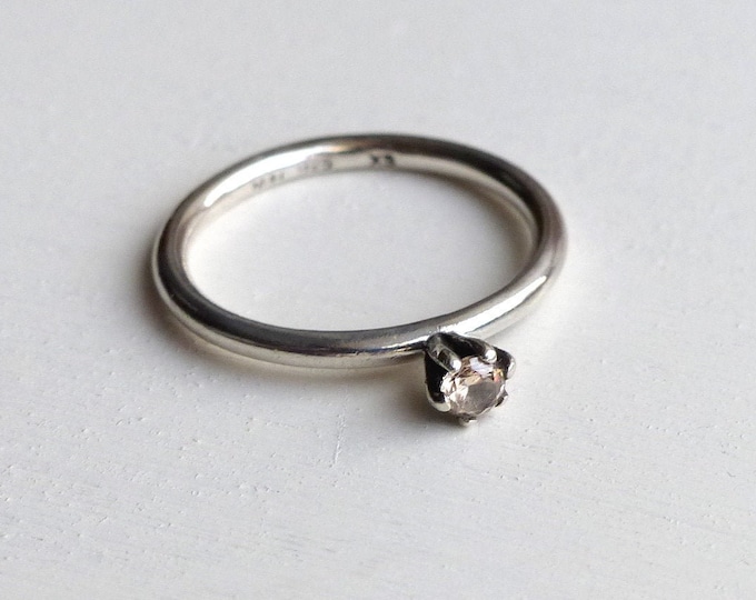 Danish NHH Sterling Silver Ring Stacking Ring Clear Stone Ring ...