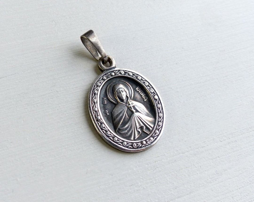 Vintage Silver Religious Medal Holy Martyr Julia Charm Pendant Saint ...