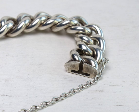 Vintage Swedish 830 solid silver bracelet 27g Curb Li… - Gem