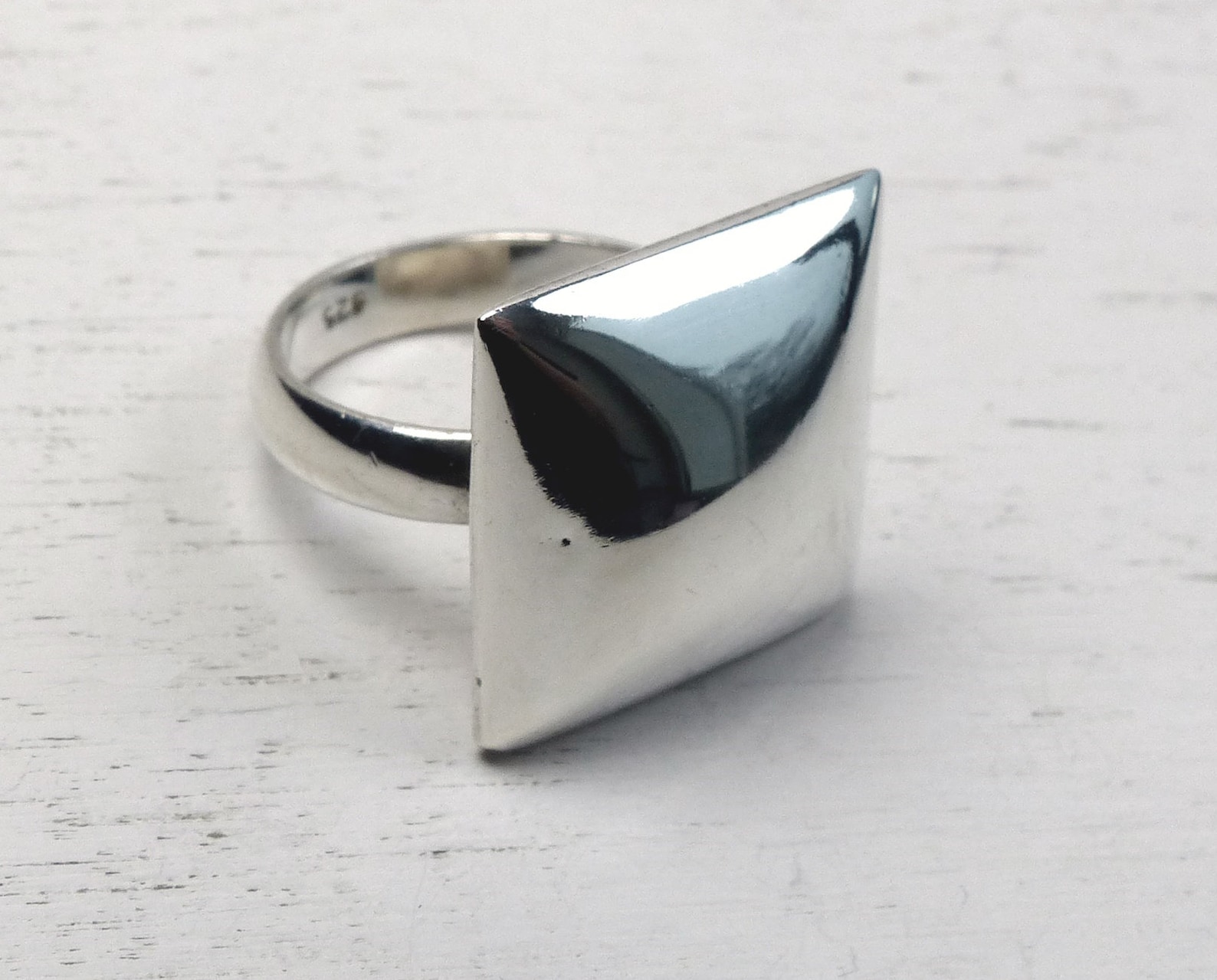 Vintage Sterling Silver 925 Modernist Ring Geometric Square Domed Ring ...