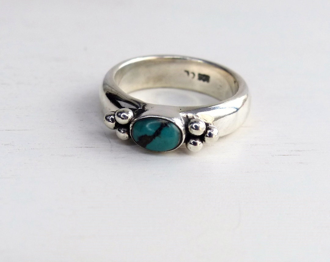 Vintage Danish Creol per Nilson Sterling Silver Turquoise Ring - Etsy UK