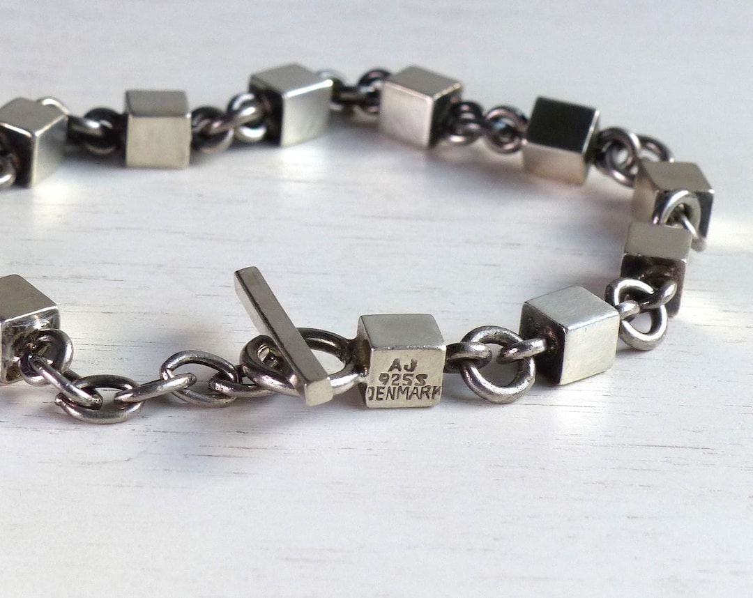 Vintage Arne Johansen Denmark Sterling Silver Modernist Block Bracelet ...