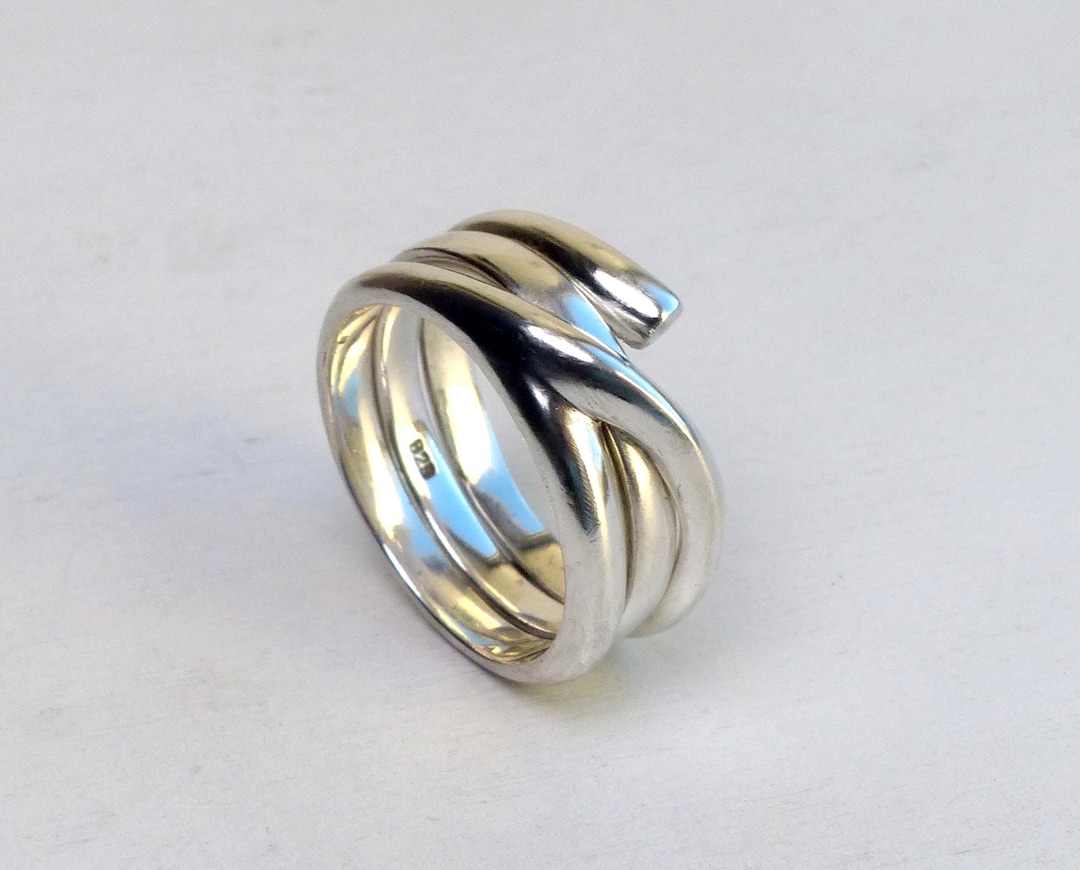 Vintage Sterling Silver Wrap Ring Spiral Coil Ring Modernist Spring ...