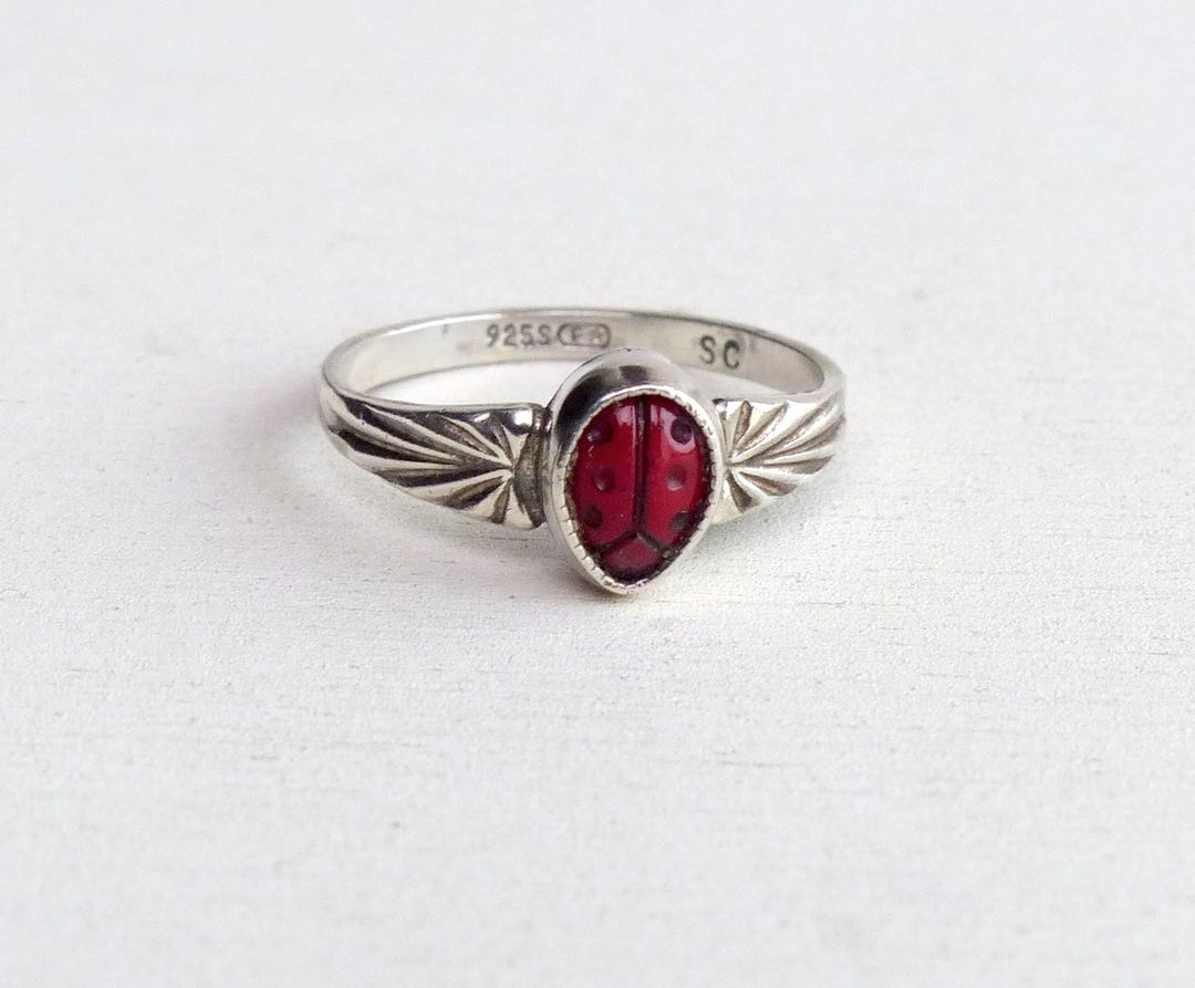 Vintage Frey & Co for Scrouples Sterling Silver Ladybug Ring Ladybird ...