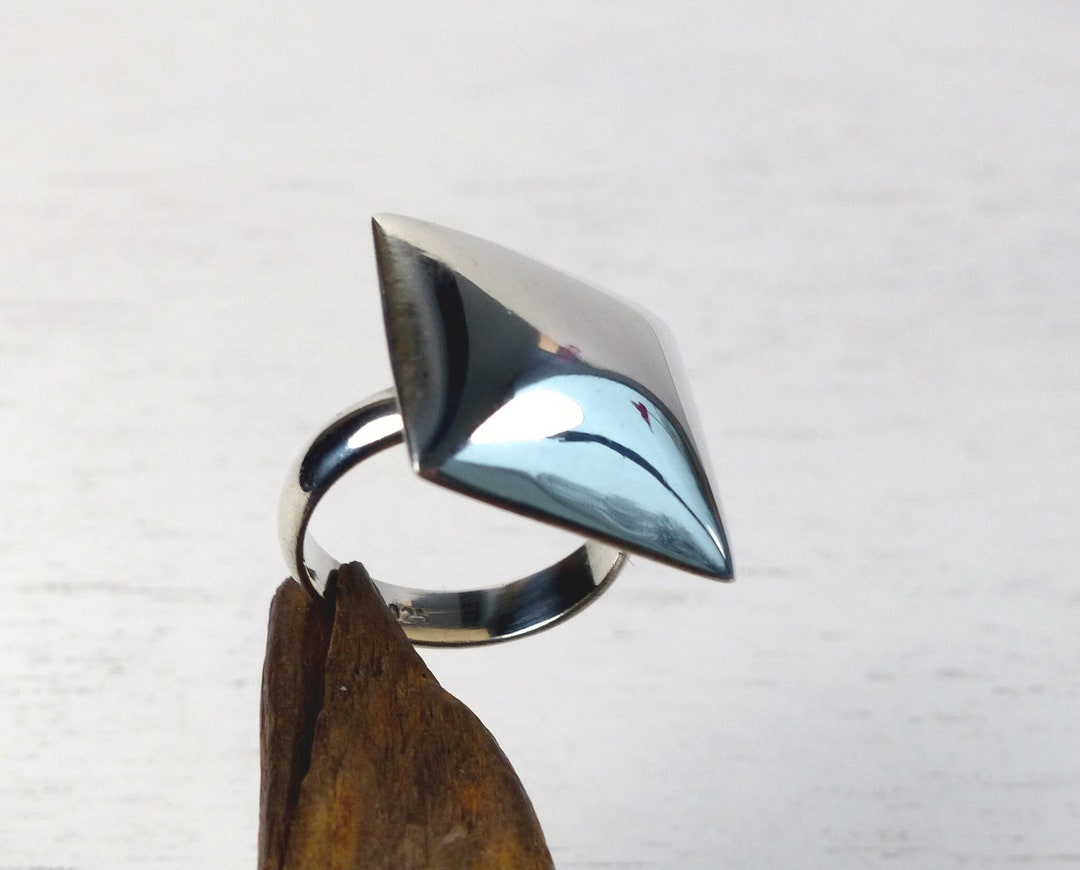 Vintage Sterling Silver 925 Modernist Ring Geometric Square Domed Ring ...