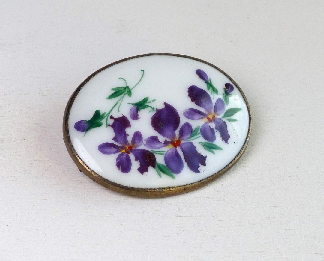 Antique Lysell Martin Sweden 1920 Sterling Silver & Porcelain Brooch ...
