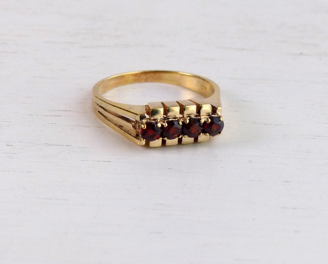 Vintage Sterling Silver 925 Garnet Ring Gold Plated Garnet Ring Size 7 ...
