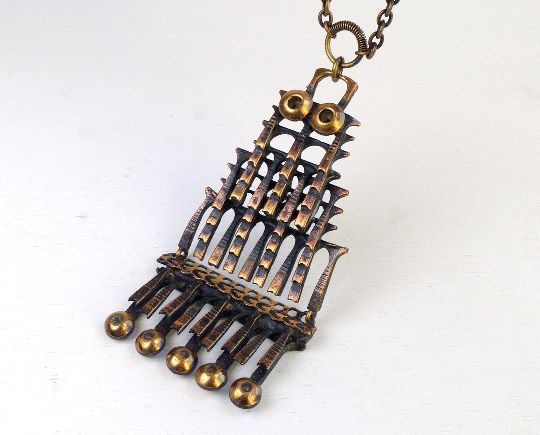 Pentti Sarpaneva Finland Huge Owl Bronze Kinetic Necklace Modernist ...