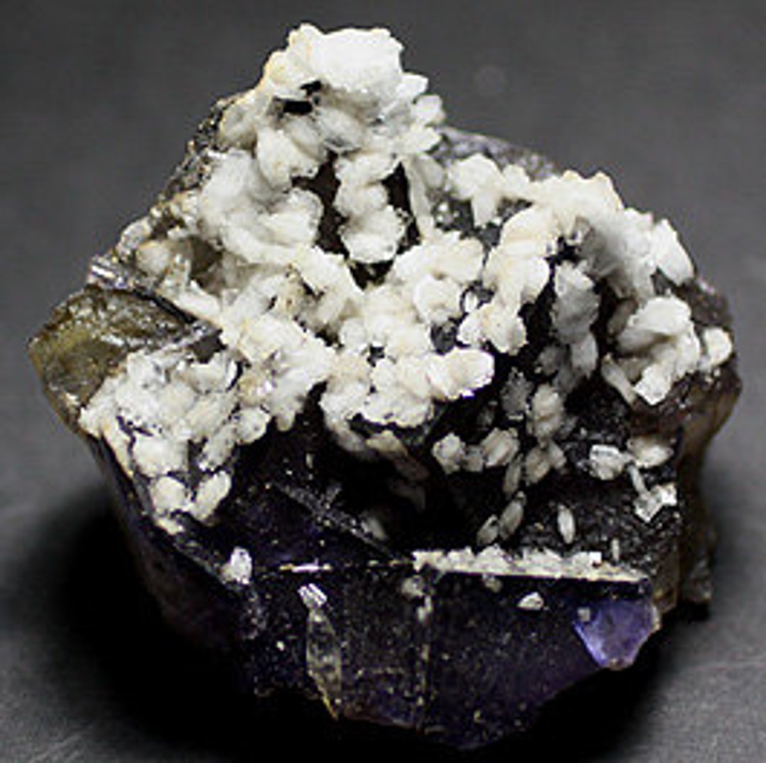 Yellow-purple Fluorite With Barite Denton Mine Ill. - Etsy