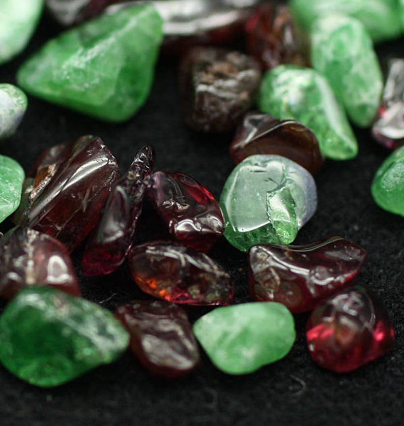 ONE Bag of Gem Mixed Red-green Garnet Polished Nuggets - Mineral ...