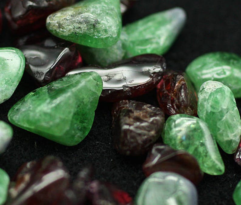 ONE Bag of Gem Mixed Red-green Garnet Polished Nuggets - Mineral ...