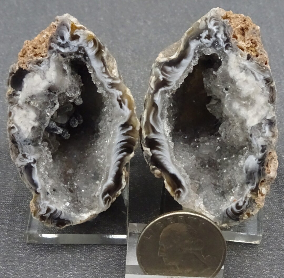Sparkling 'agate Pot' Geode, Matching Polished Halves, Brazil. Mineral ...