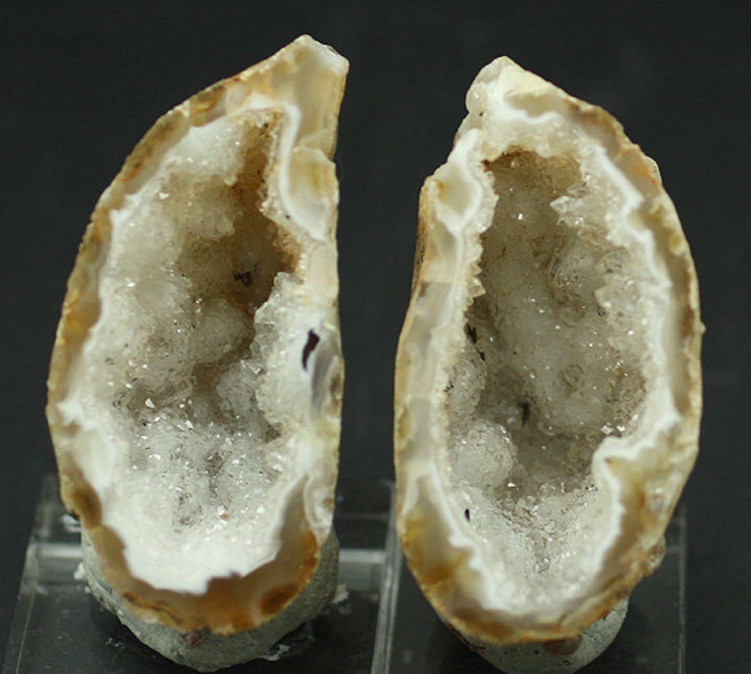 Sparkling 'agate Pot' Geode, Matching Polished Halves, Brazil. Mineral ...