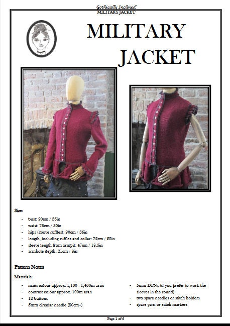 Knitting Pattern: Military-style Jacket - Etsy