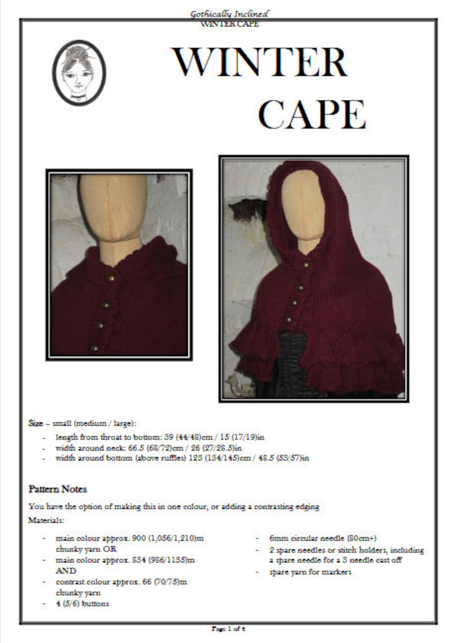 Knitting Pattern: Hooded Winter Cape - Etsy