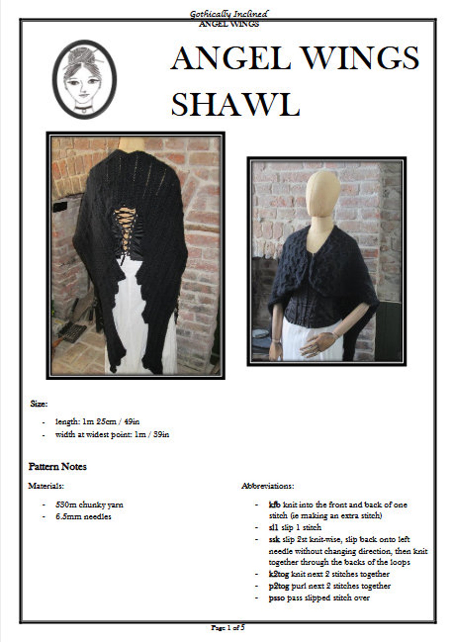 Knitting Pattern: Gothic Angel Wings Shawl - Etsy