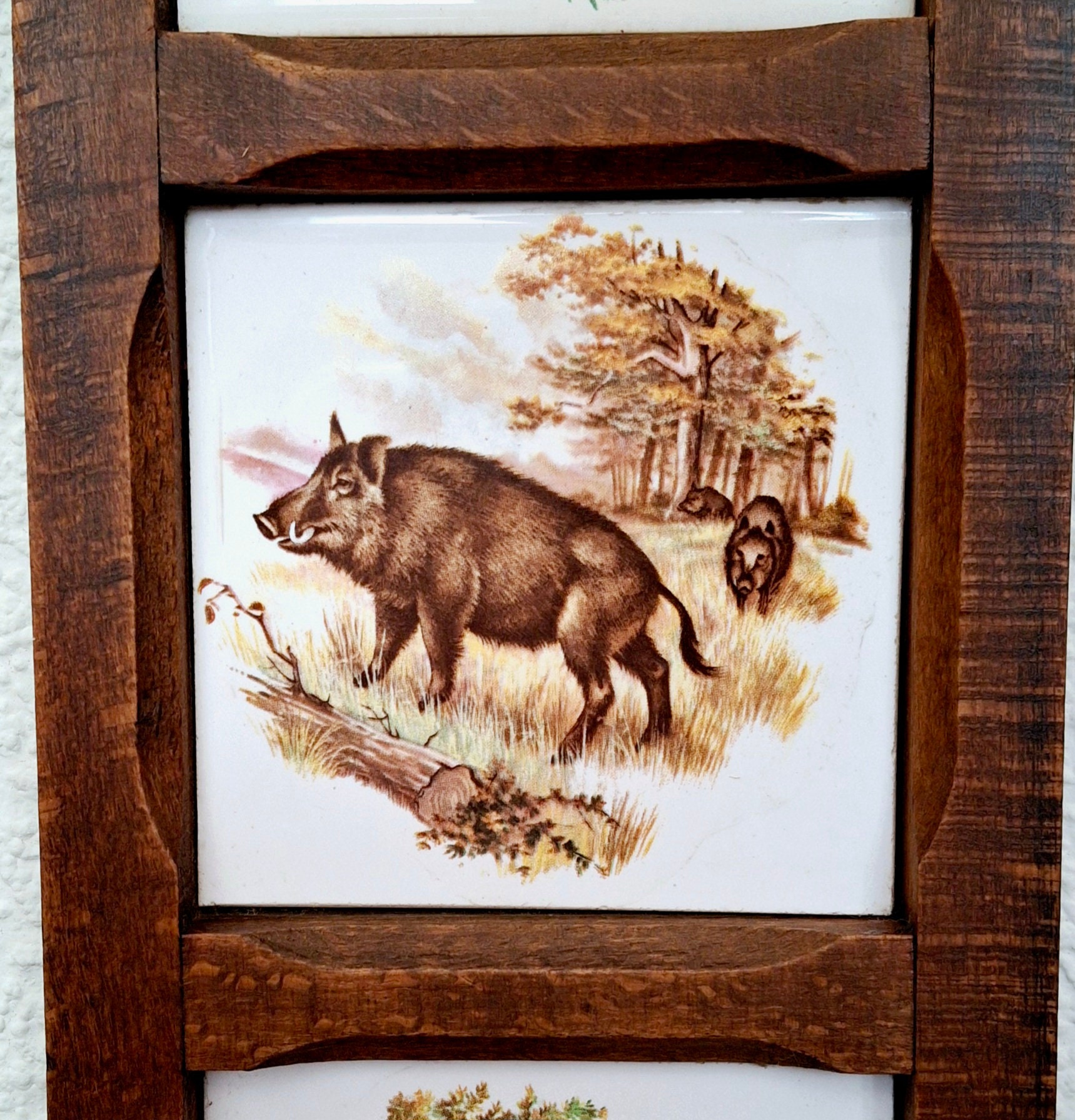 Wild Animals Ceramic Tiles, Painted Tiles Set, Vintage Drawing Wall Art ...