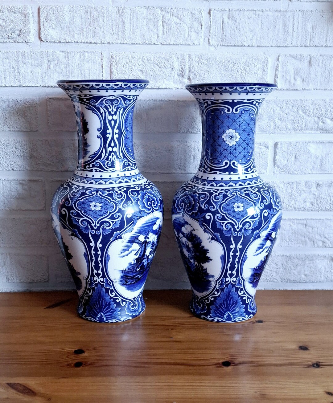 Vintage Delft Blue Vases pair - Etsy