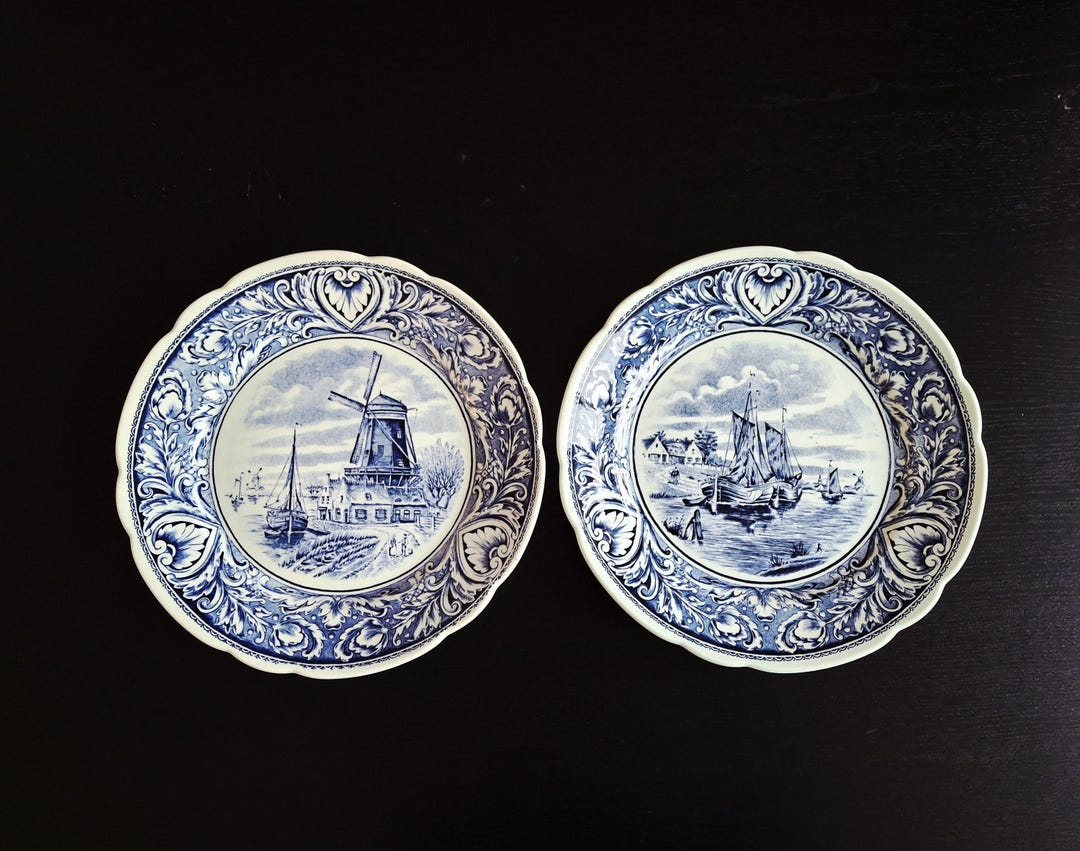 Two Vintage Delft Blue Plates by Boch, 10 Inches - Etsy