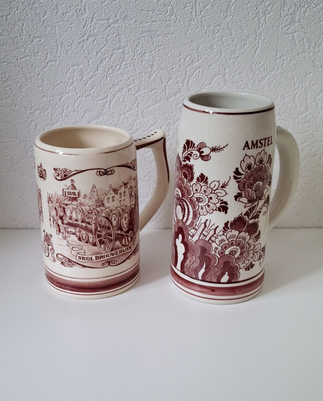 Delft Red Amstel and Skol Beer Mugs Porcelain - Etsy