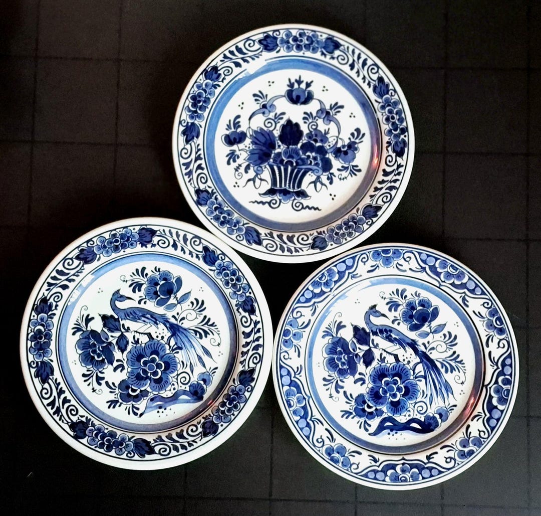 Set of 3 Delft Blue Small Wall Plates - Etsy