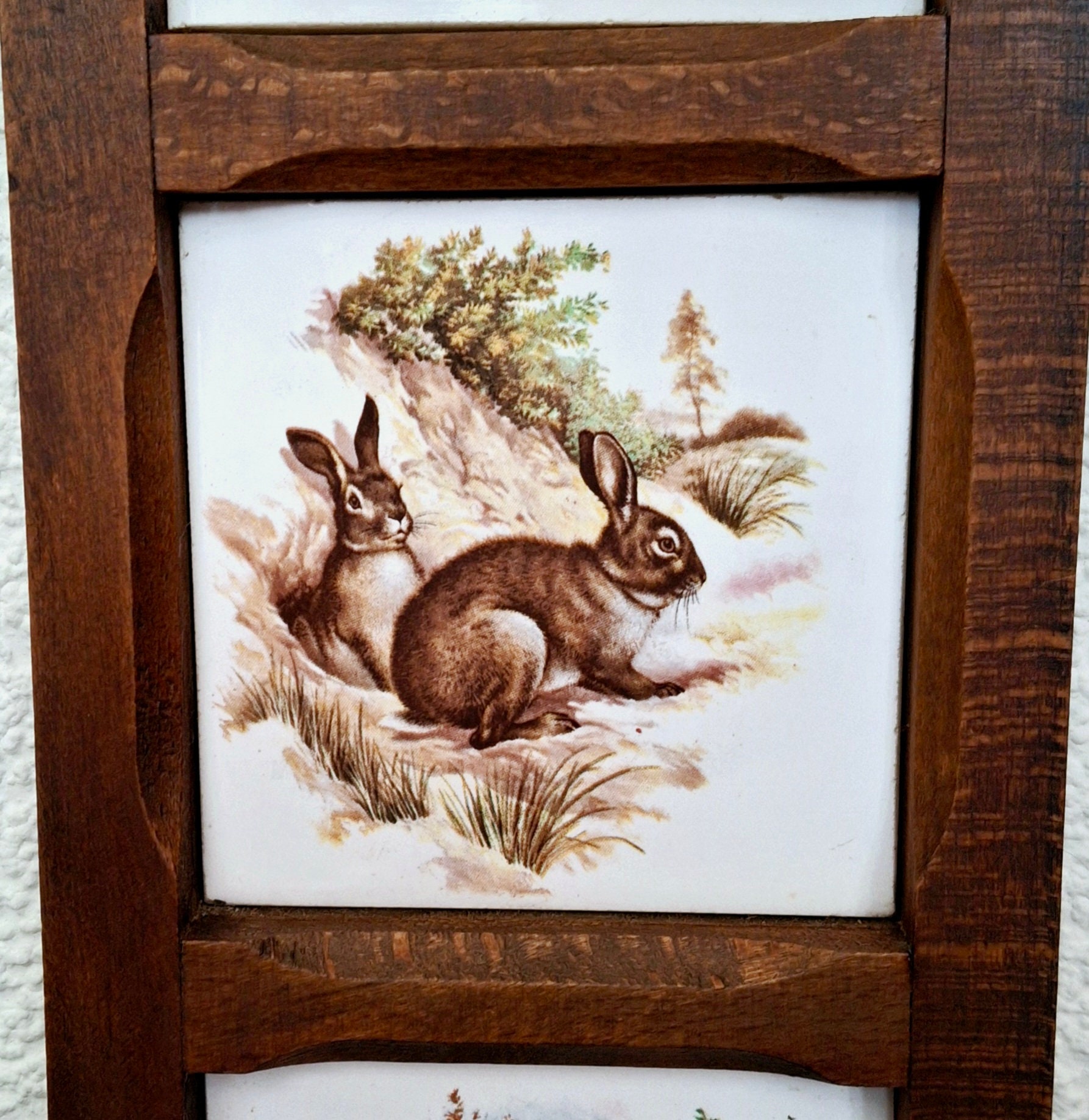 Wild Animals Ceramic Tiles, Painted Tiles Set, Vintage Drawing Wall Art ...