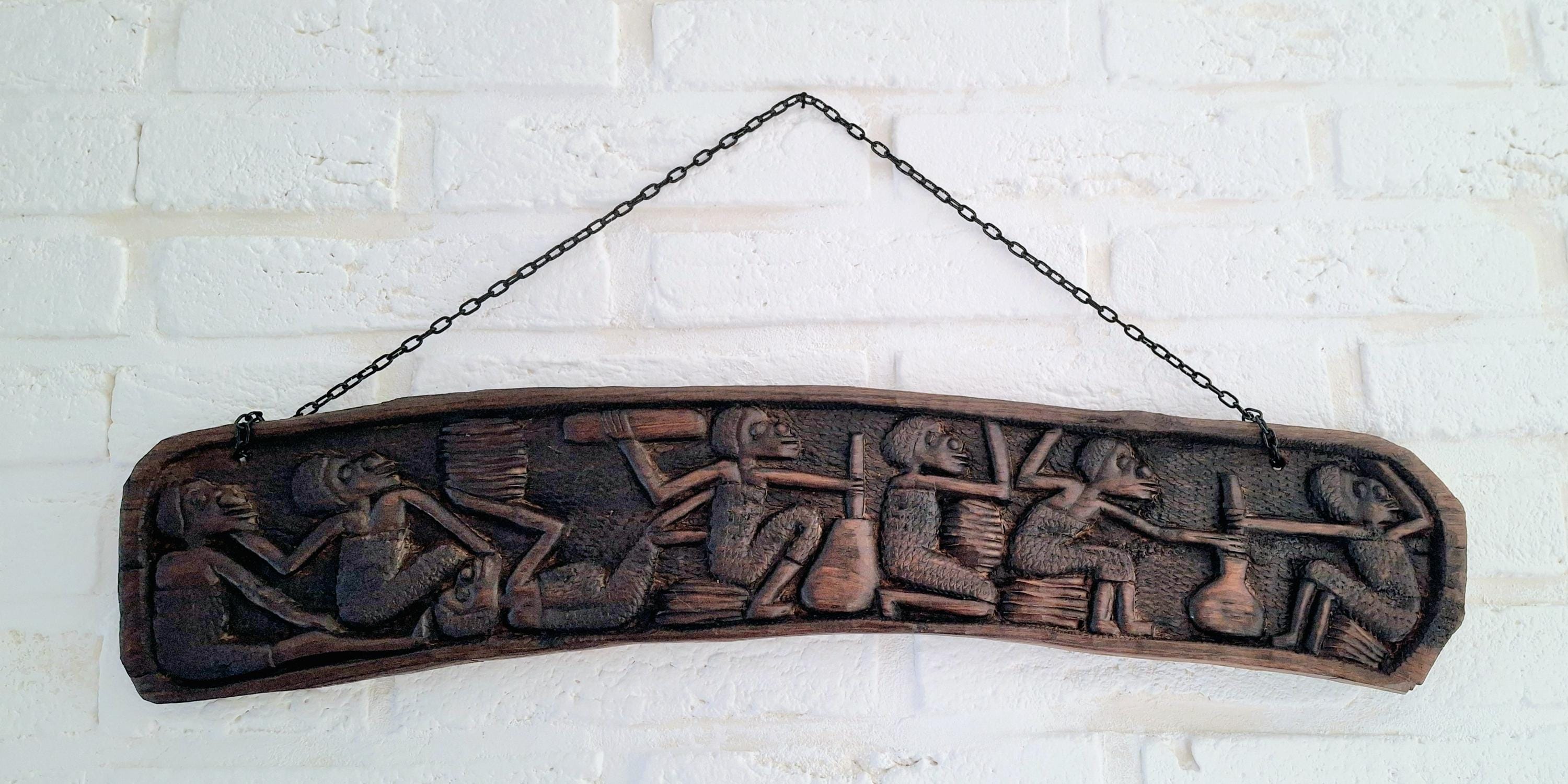 African Wooden Wall Plaque, Hand Carved Tribal Carvings - Etsy