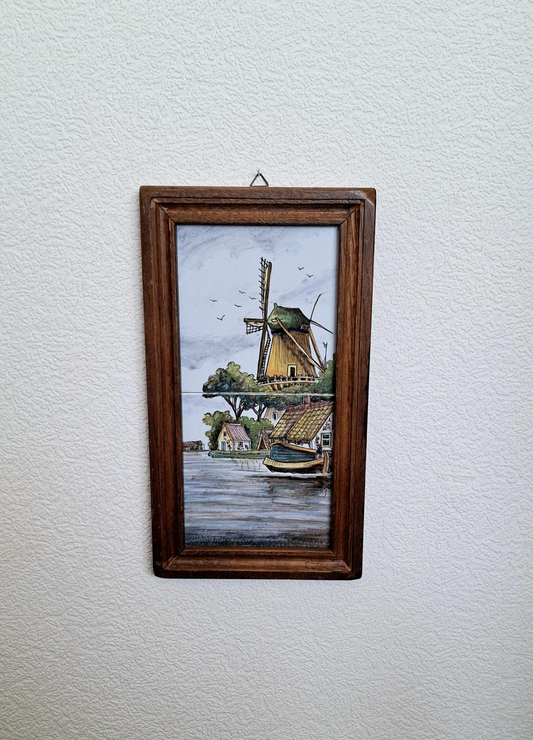 Hand Painted Dutch Ceramic Tile Panel, Traditional Dutch Windmill and ...