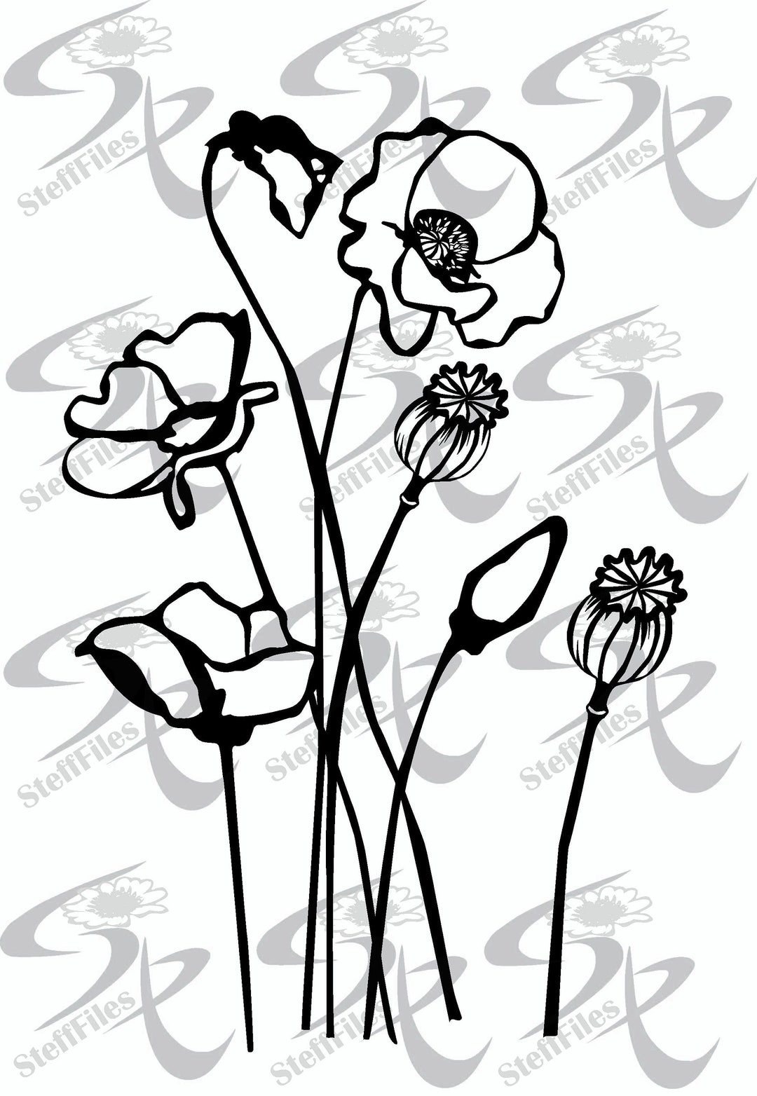POPPY FLOWERS SVG, poppy clipart, dxf, ai, png, eps, jpg, Baixar ...