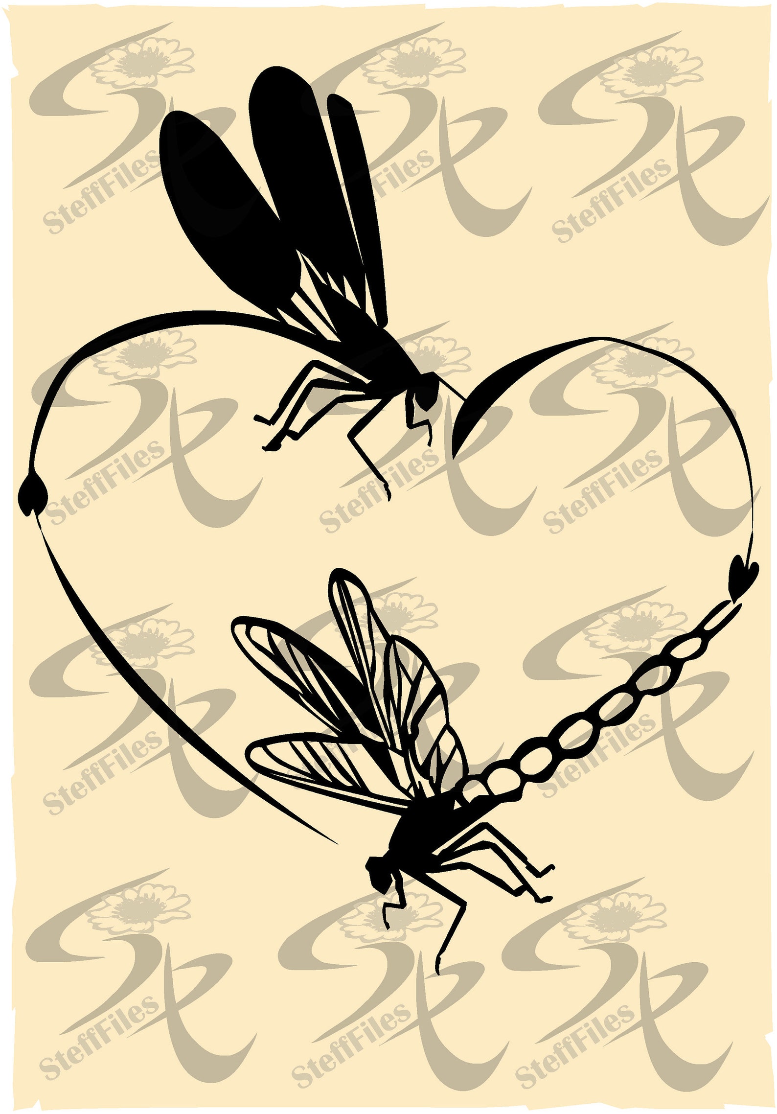 Vector Dragonfly Love Heart Clipart Silhouette Valentines - Etsy