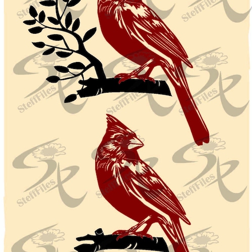 Cardinal Bird Svg Cardinal on Branch SVG DXF Ai Png Eps - Etsy