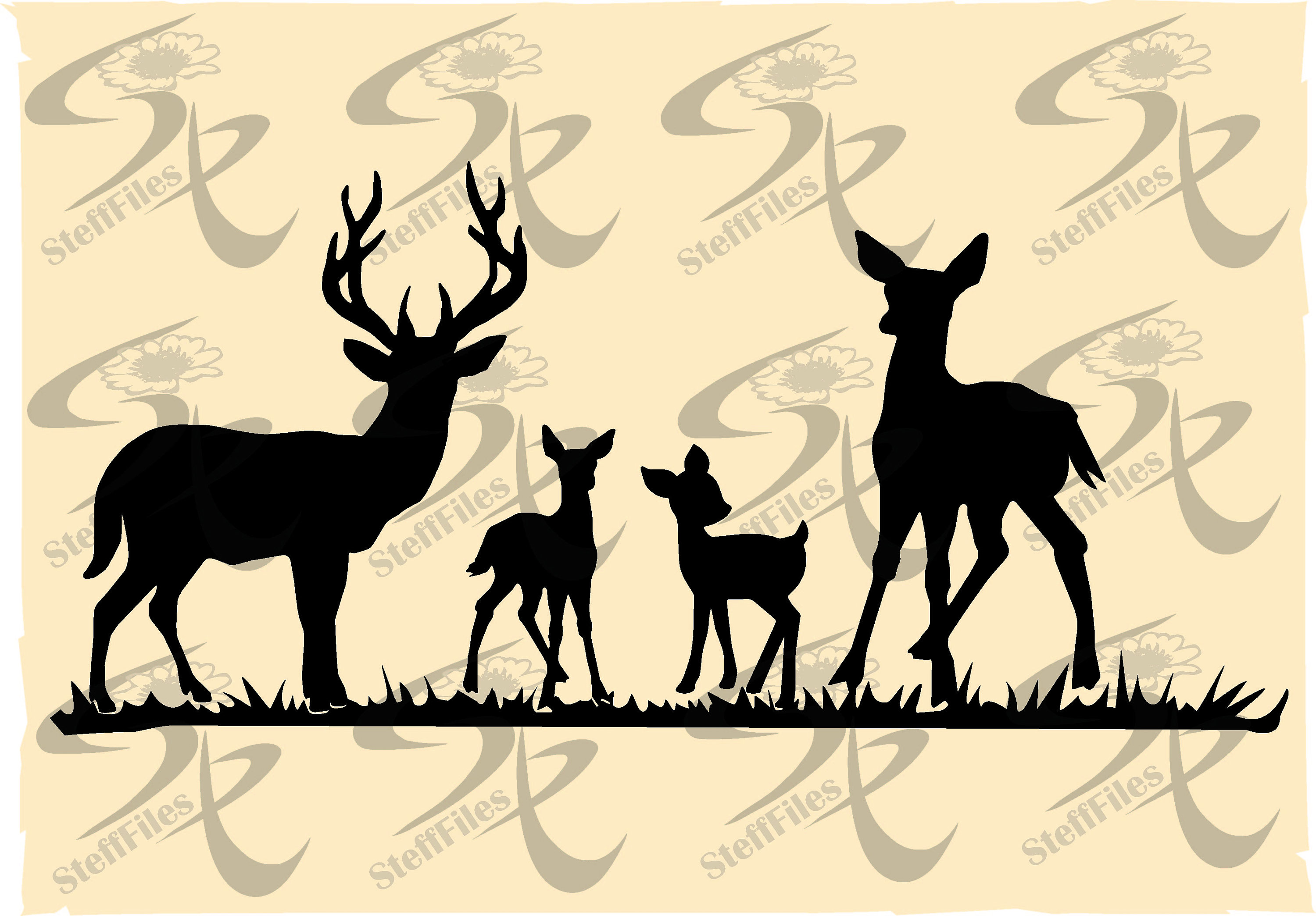 DEER FAMILY STAG Animals svg dxf ai png eps jpg | Etsy