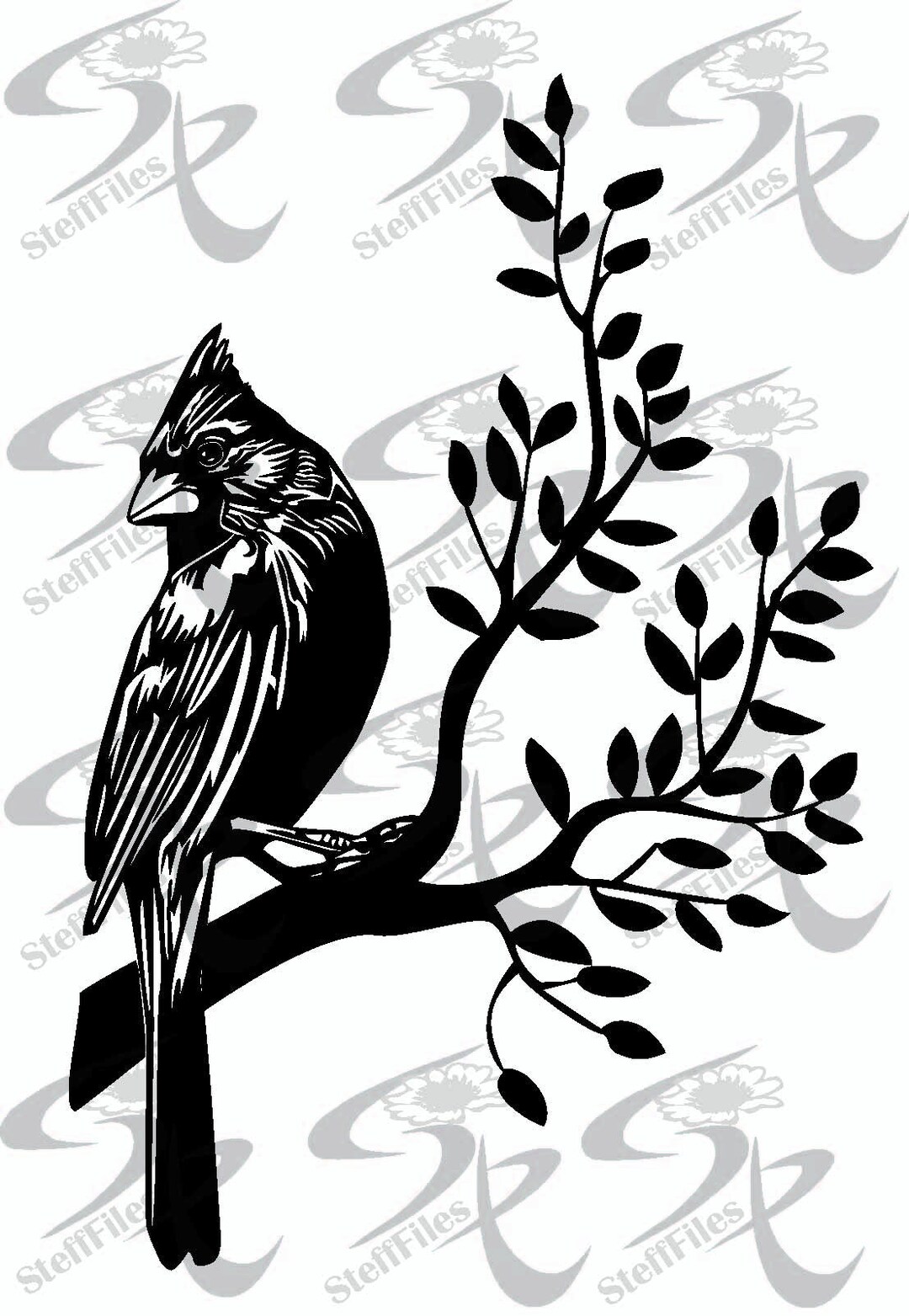 Cardinal Bird Svg Cardinal on Branch SVG DXF Ai Png Eps - Etsy