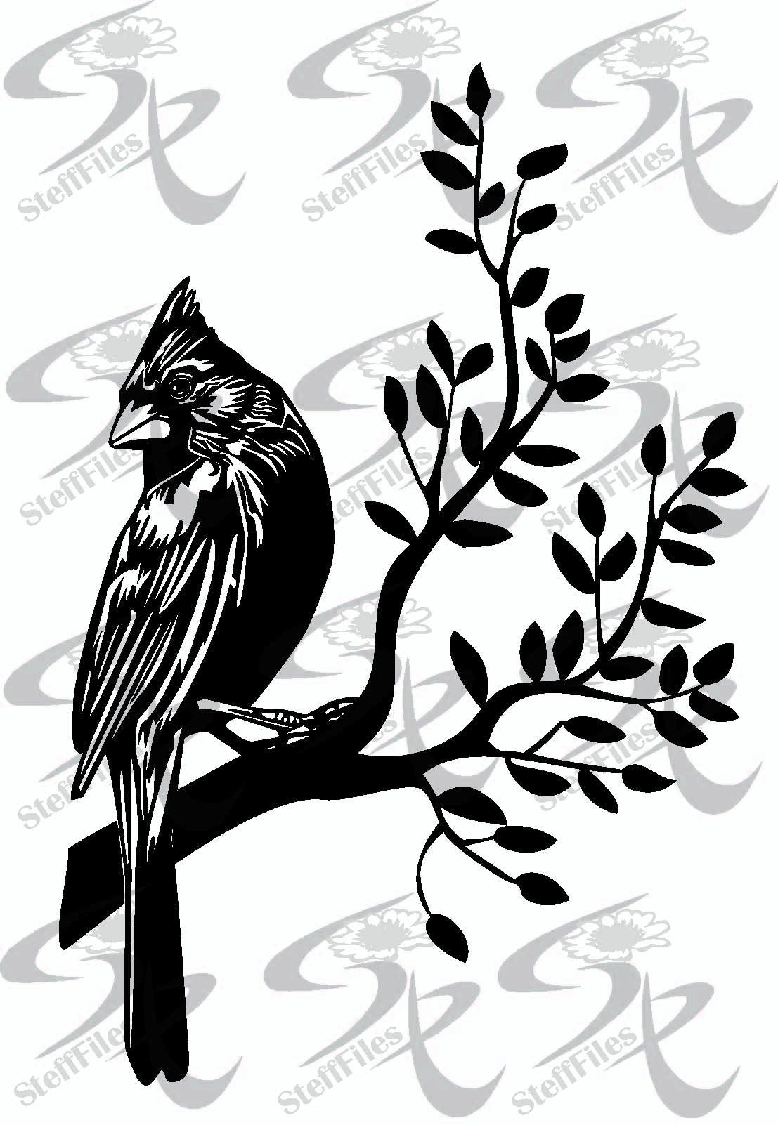 Cardinal Bird Svg Cardinal on Branch SVG DXF Ai Png Eps - Etsy