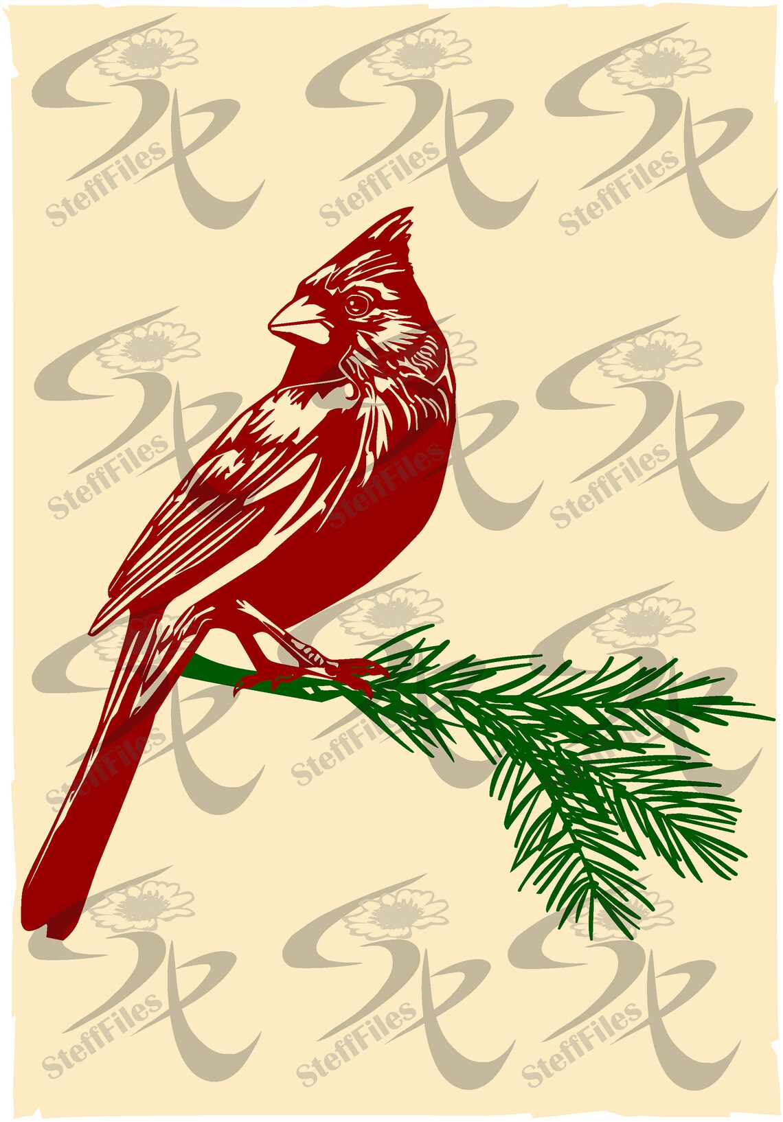 Cardinal Bird Svg 2 Colors Cardinal on Branch Christmas | Etsy