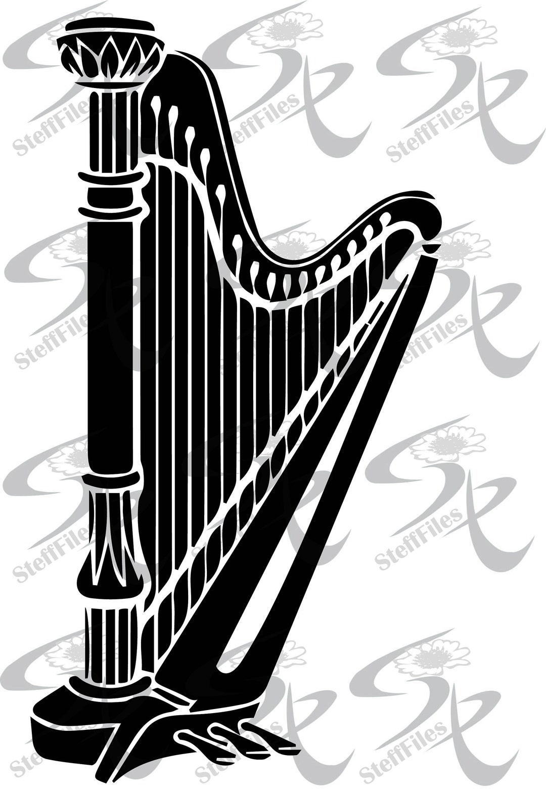 HARP SVG Musical Instruments, Silhouette, SVG, Dxf,ai, Png, Eps, Jpg ...