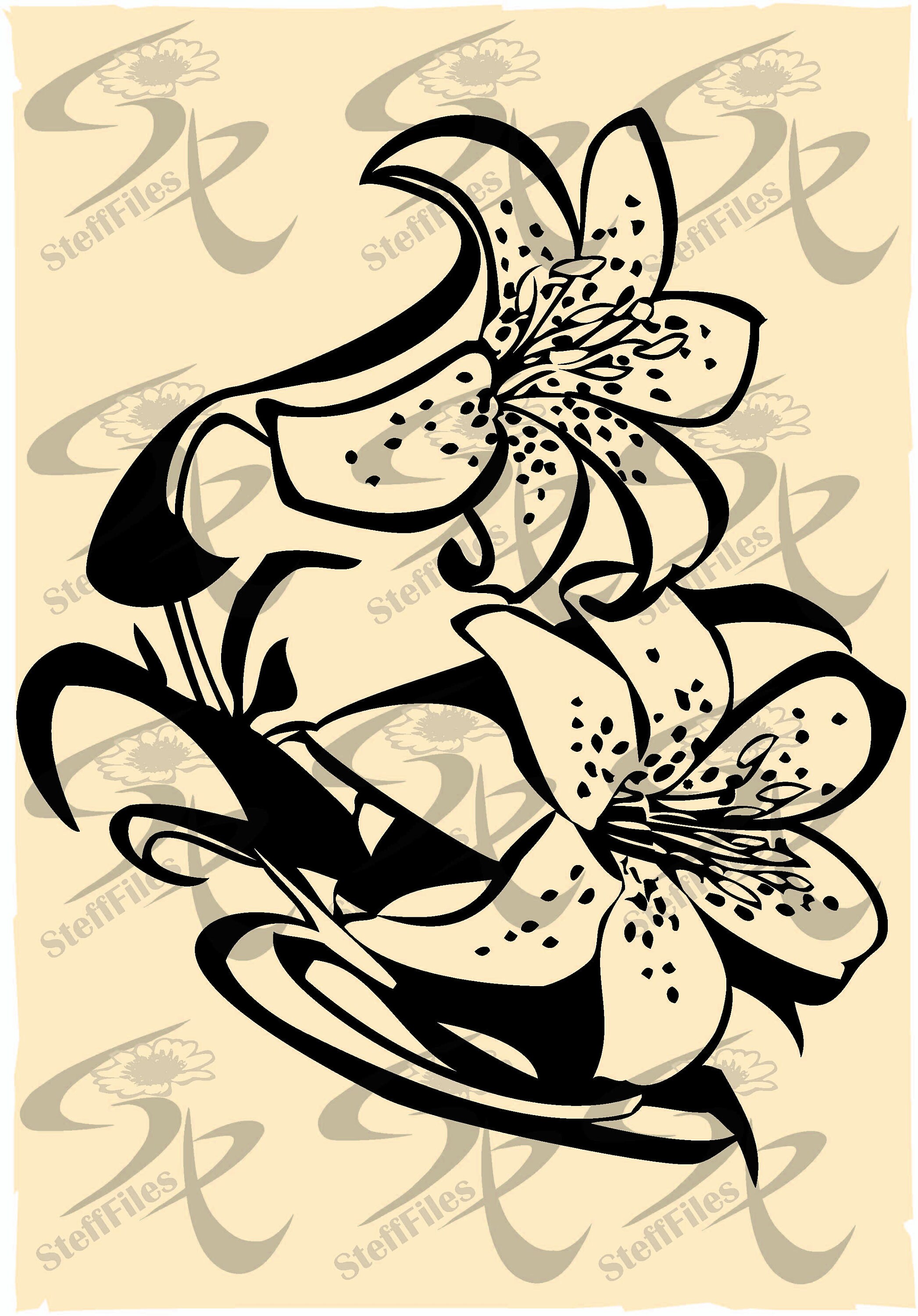 Vector BLOOMING LILY Flowers SVG Dxf Ai Png Eps Jpg - Etsy Canada